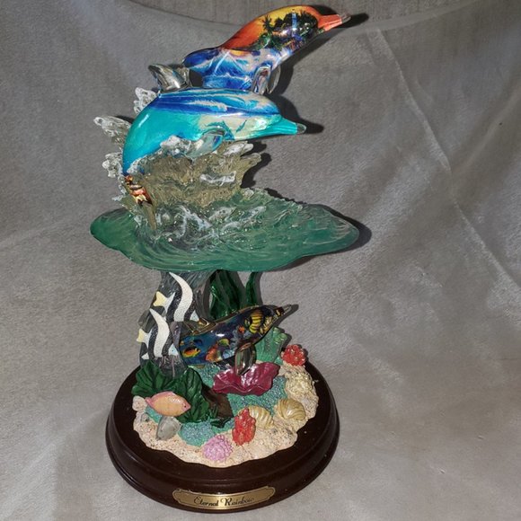Art | Ocean Treasures Christian Riese Lassen Dolphin Sculpture Rainbow ...